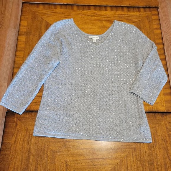 Coldwater Creek | Sweaters | Coldwater Creek Gray Sequin Wool Blend ...